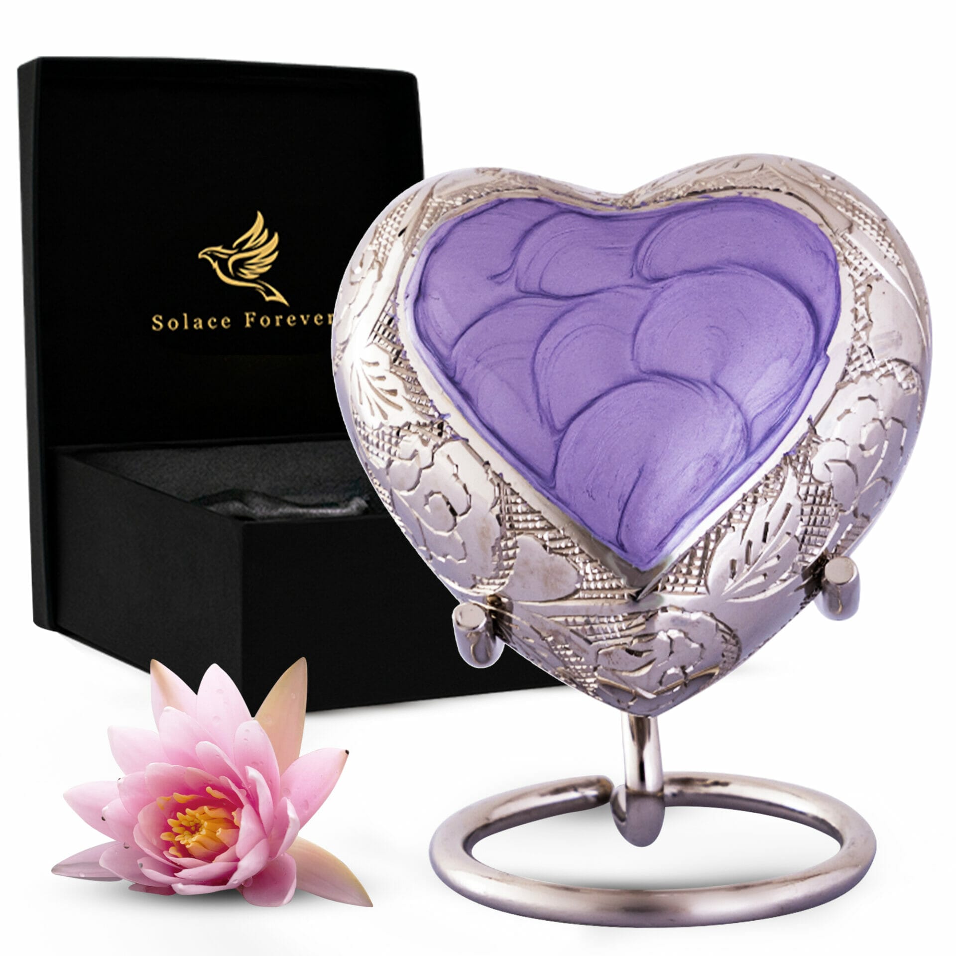 Small Lavender Heart Shaped Keepsake Urn - Solace Forever Urns