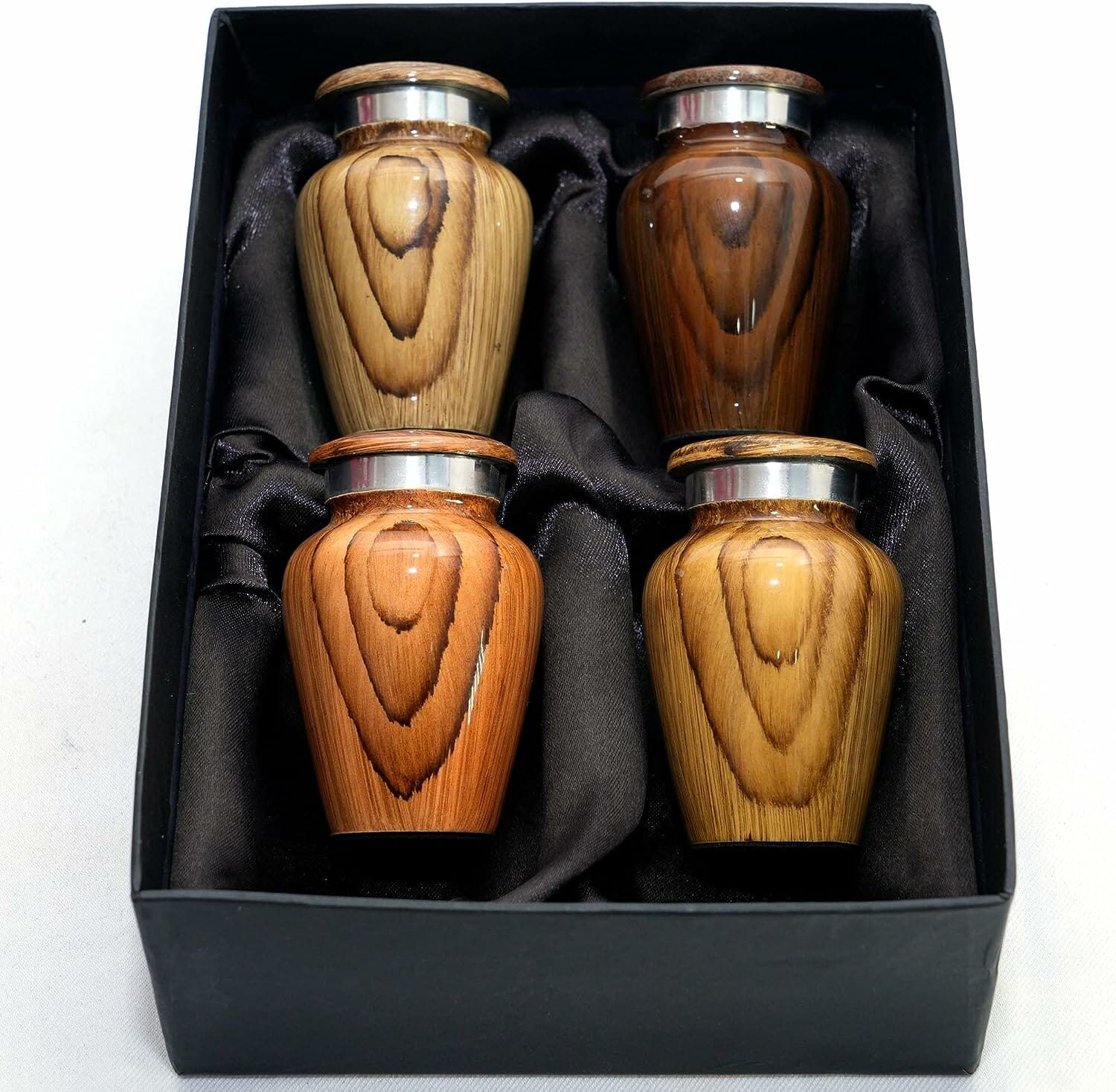 Wooden Print Keepsake Urns - set of 4 Mini Urns - Solace Forever Urns