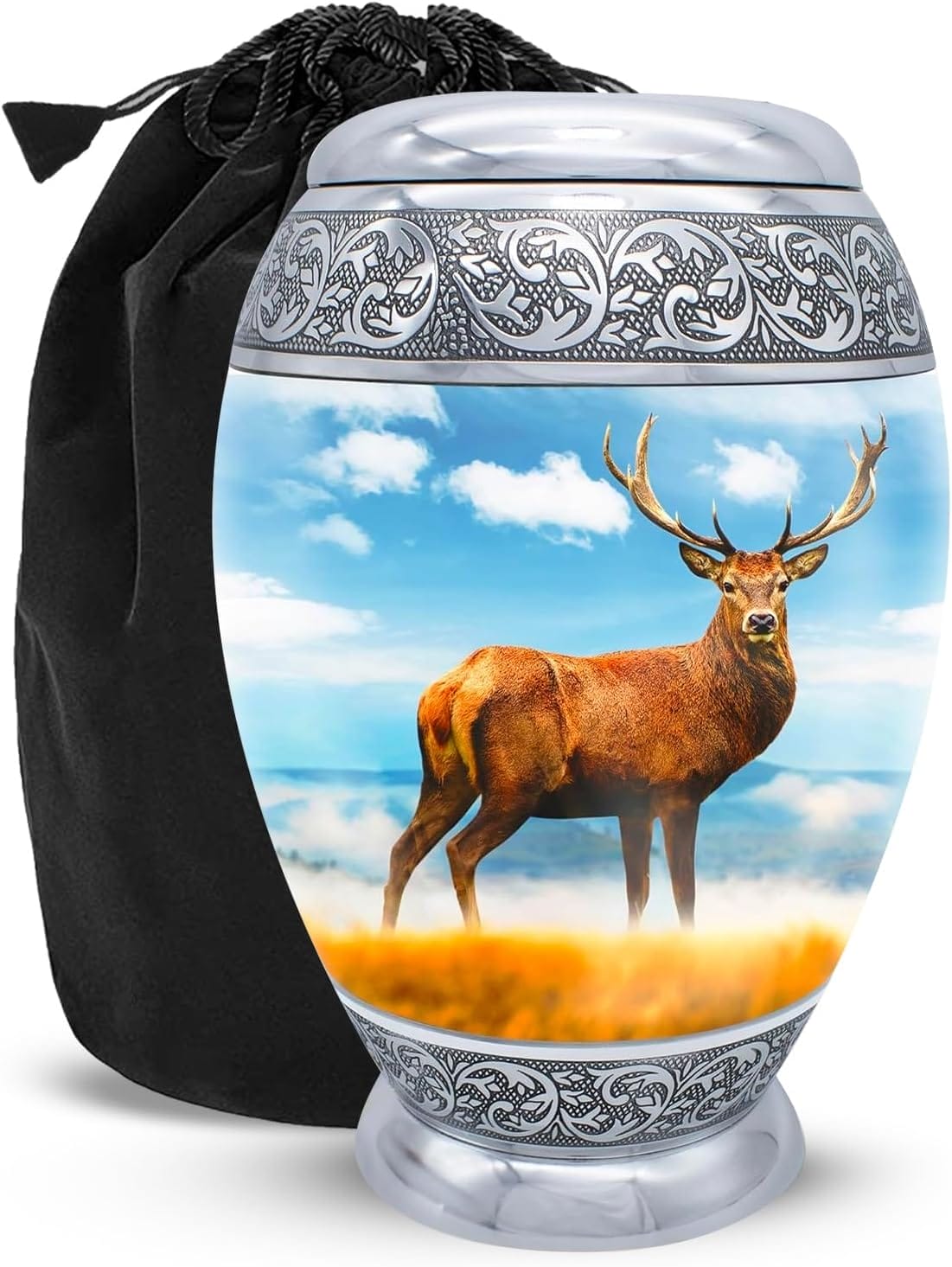Blue Cremation Urn - Deer PT Monarco - Adult - Solace Forever Urns