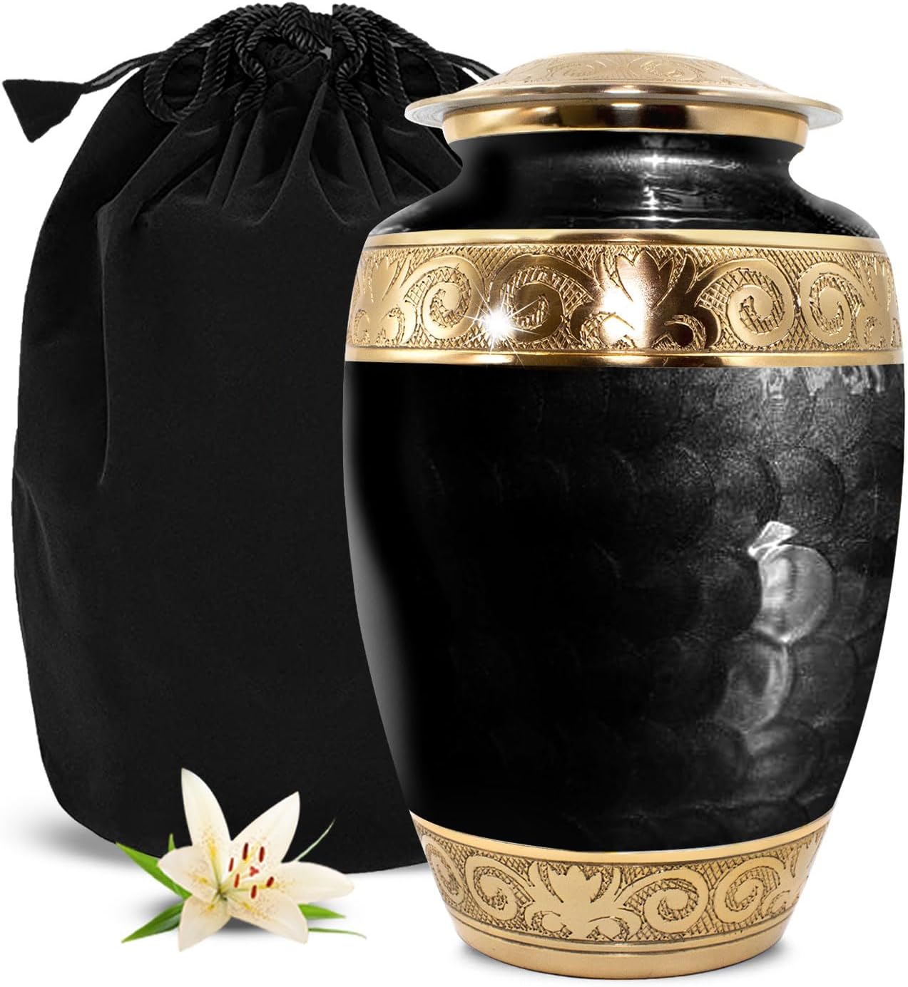 Black GD Enamel Adult Urn - Solace Forever Urns